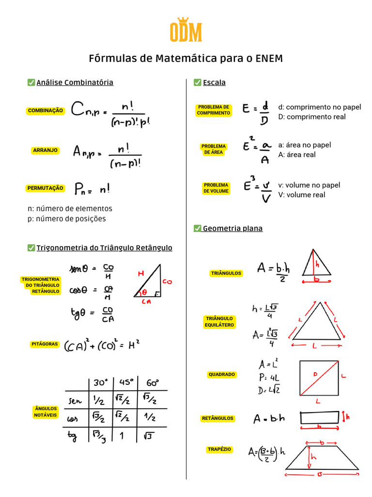 F - Rmulas de Matem - Tica para o ENEM | PDF | Triângulo | Trigonometria