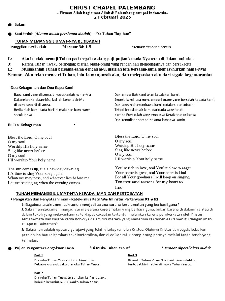 Liturgi CCP 2 Februari 2025 | PDF