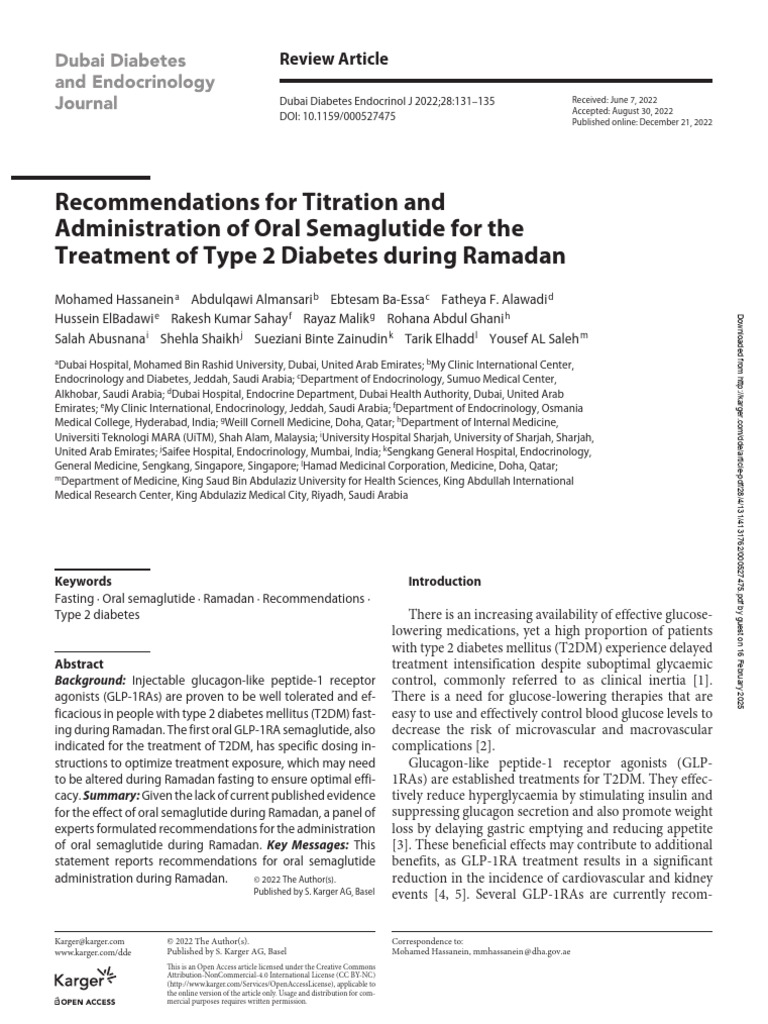 Oral Semaglutide Use During Ramadan | PDF | Clinical Medicine ...