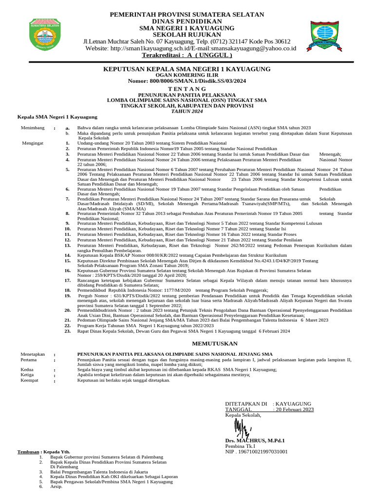 SK Panitia Osn 2024 | PDF