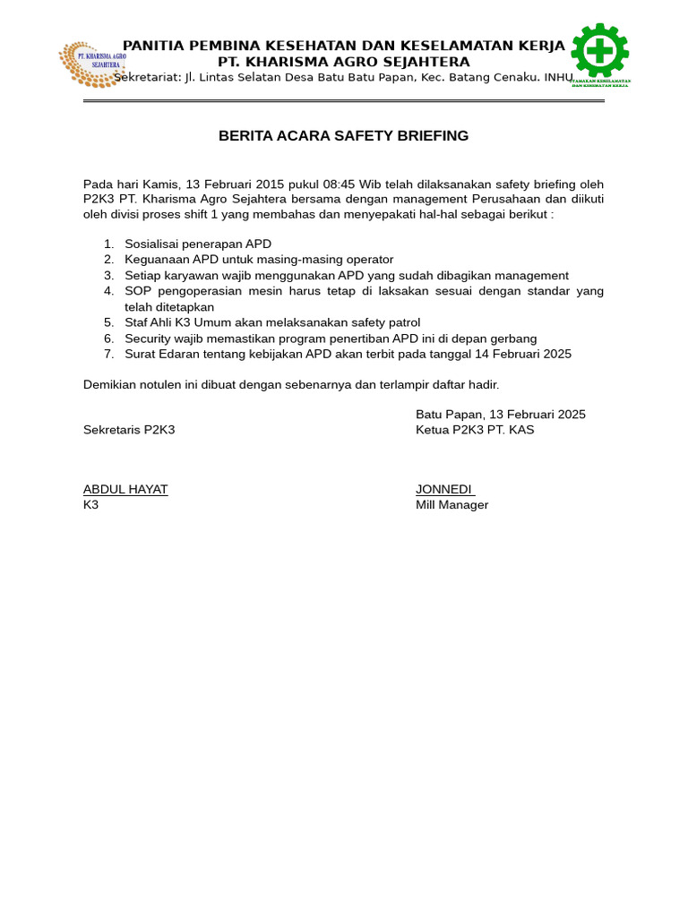 Ba Safety Briefing 13 Feb 2025 | PDF