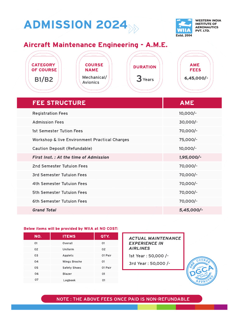 WIIA Fees Structure 2024 | PDF