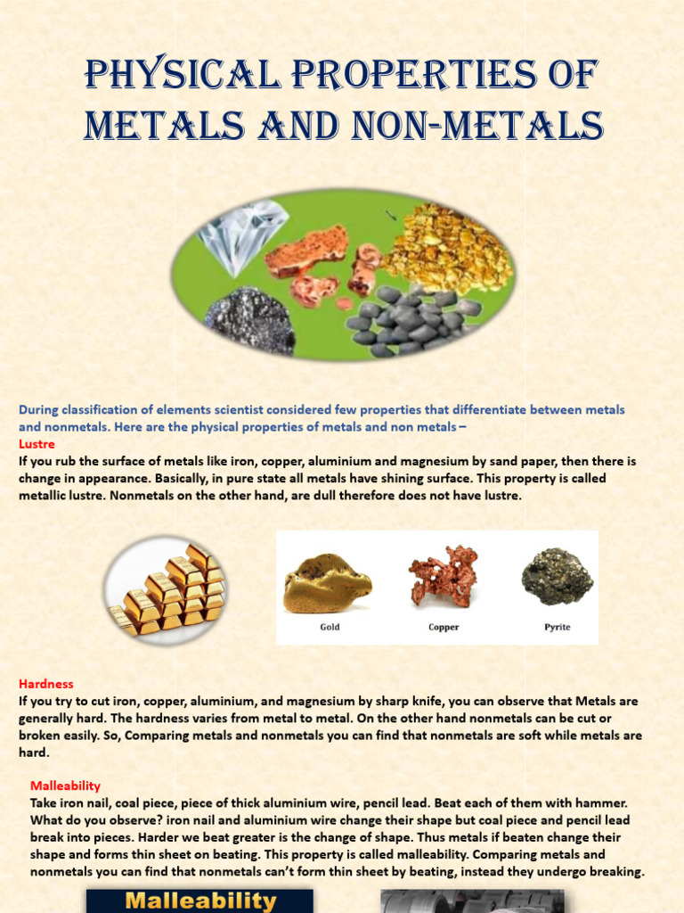 Physical Properties of Metals and Non-metals (2) | PDF | Metals ...