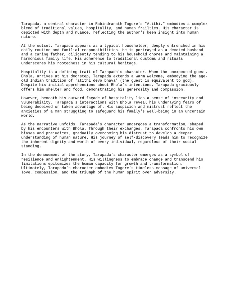 Character Sketch Tarapada | PDF