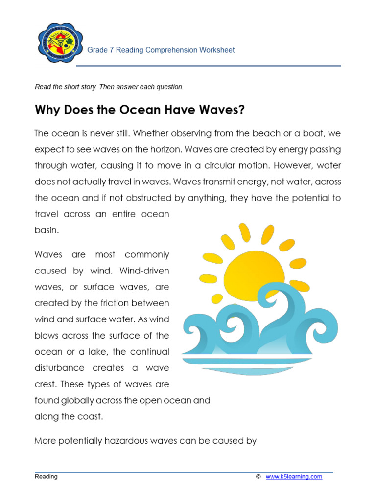 Grade 7 Reading Compre Waves | PDF | Oceans | Tsunami