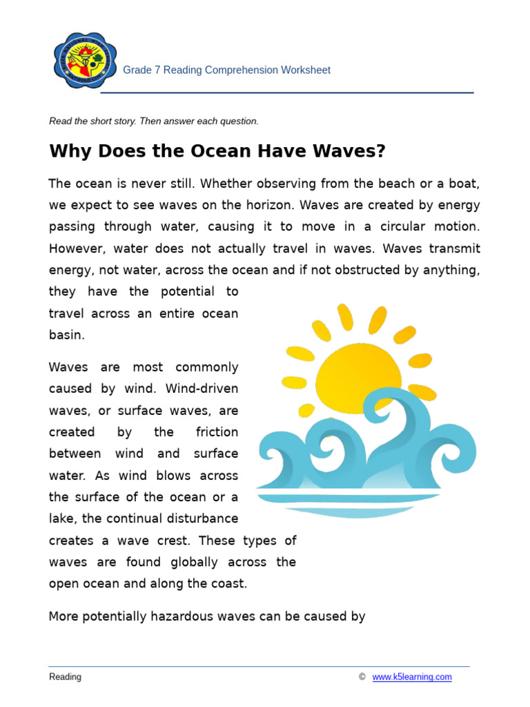 4th Grade 4 Reading Waves | PDF | Tsunami | Oceans