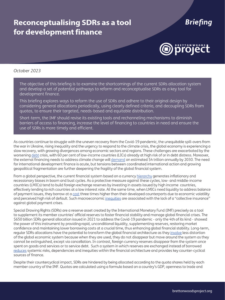 2023 SDRs-as-a-tool-for-development-finance | PDF | Special Drawing ...