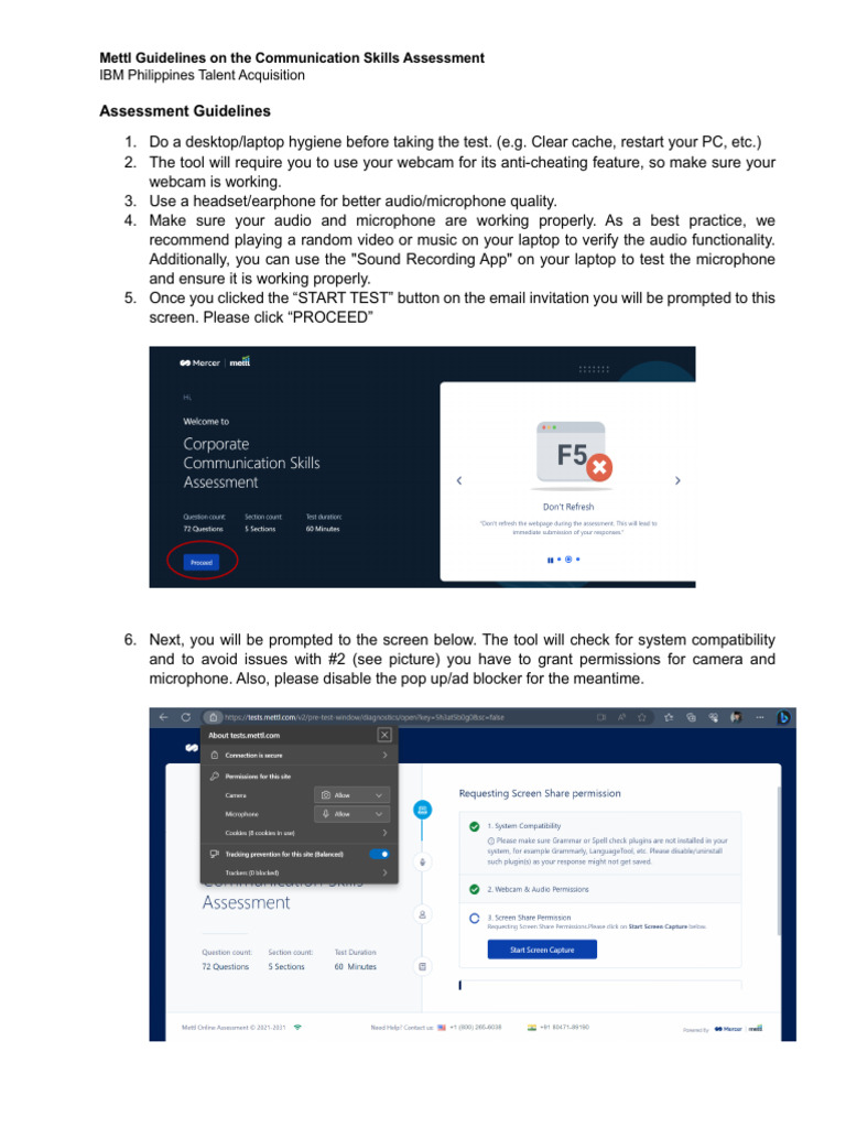 Mettl Communication Skills Test Guidelines | PDF