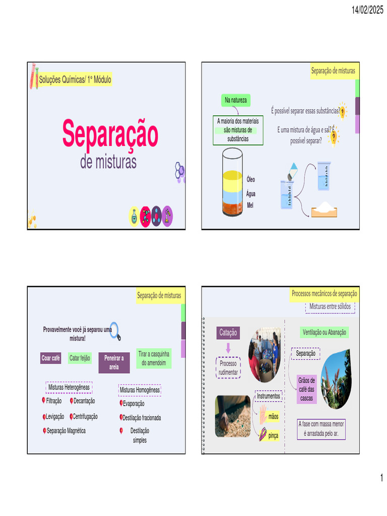 Métodos de Separação de Misturas | PDF | Química | Processos industriais