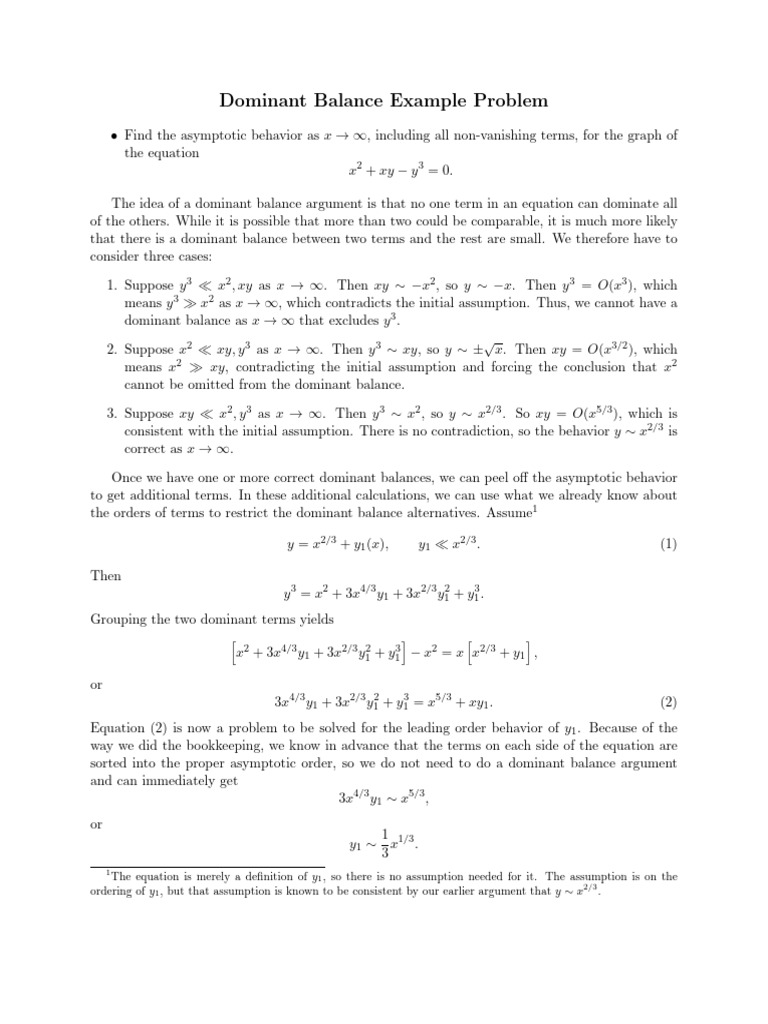 Asymptotic Behavior of Dominant Balance | PDF | Mathematical Analysis ...