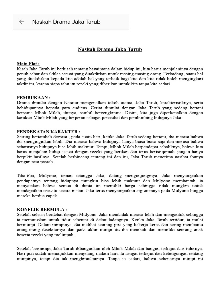 Naskah Drama Jaka Tarub | PDF