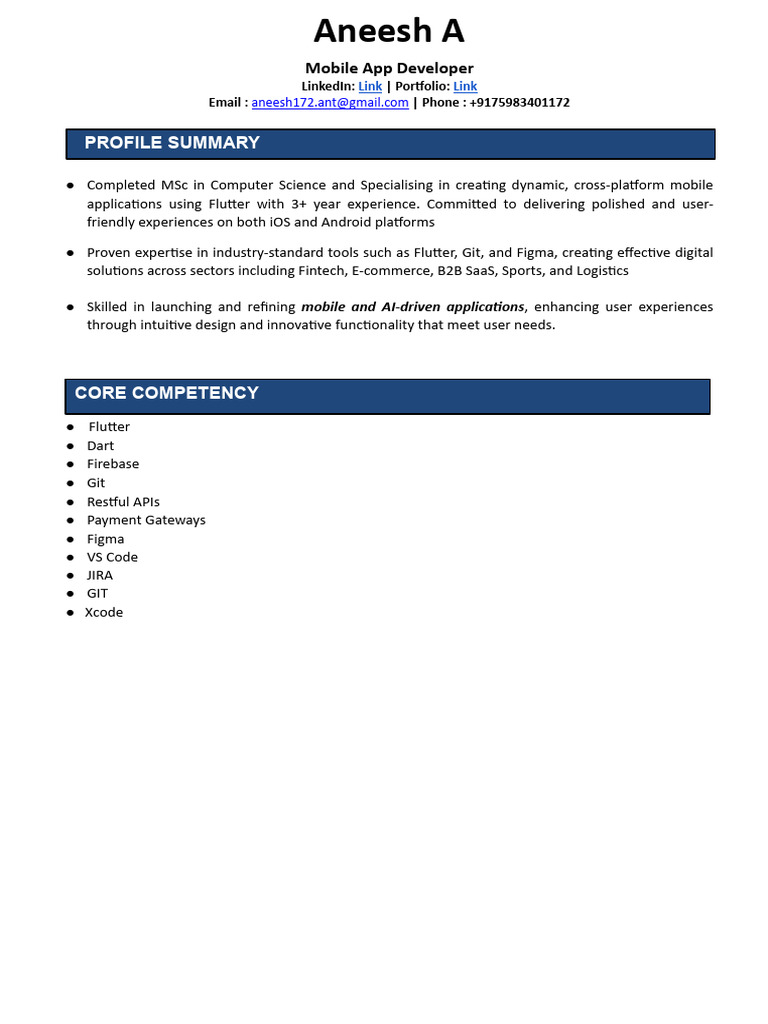 Aneesh Mobile App Developer 2 | PDF | Mobile App | Android (Operating System)