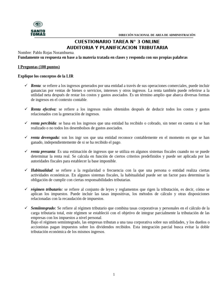 Cuestionario III Audit trib | PDF | Impuestos | Economias