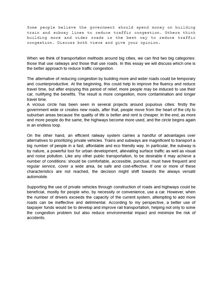 How To Reduce Traffic Congestion Pdf Traffic Congestion Road