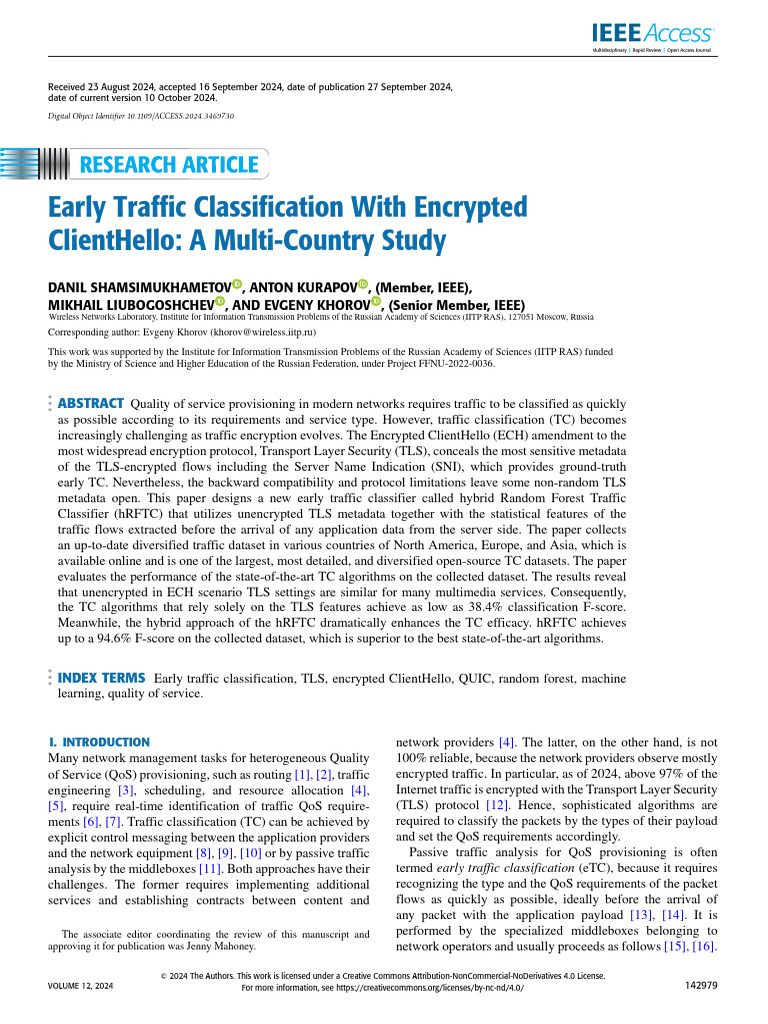 Early Traffic Classification with ECH | PDF | Transport Layer Security ...