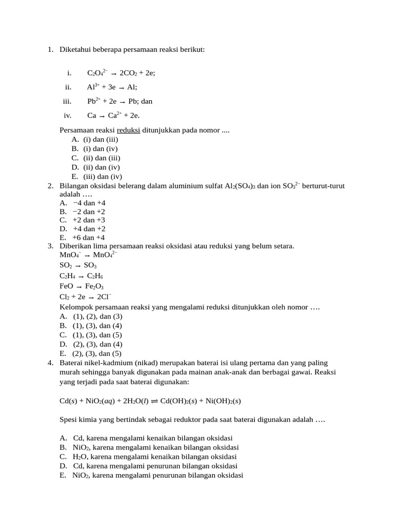 bank soal redoks dan elektrokimia | PDF