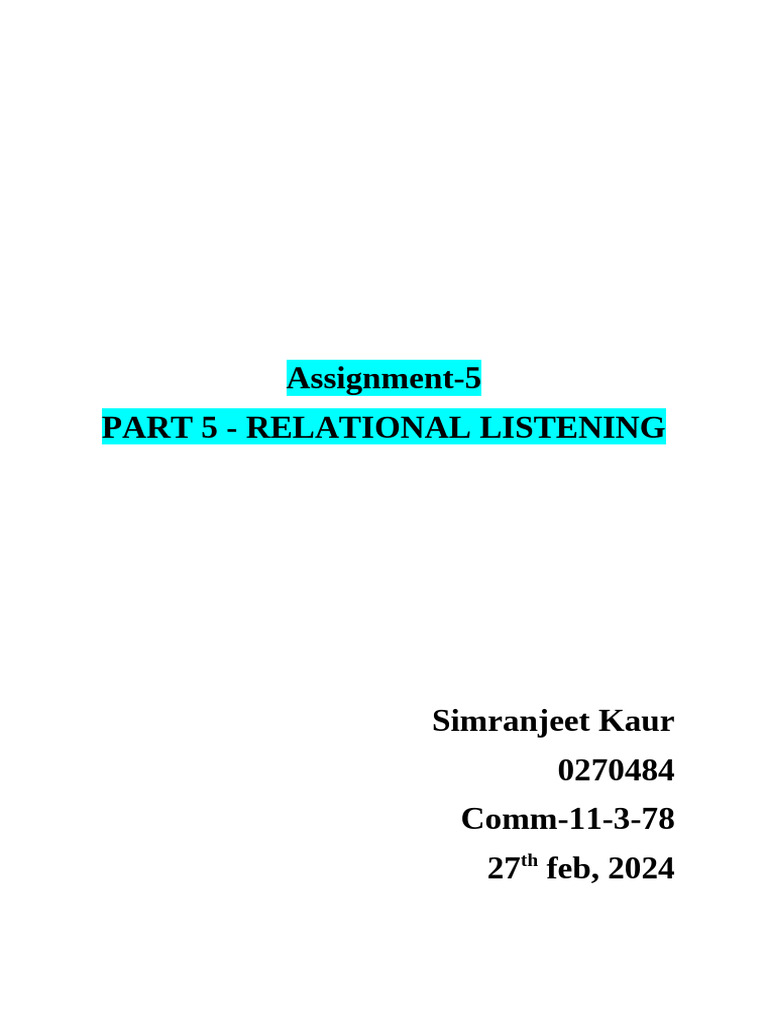 Communication 1103 Assignment 5 Kaur Simranjeet 3_8d26921f03db551a19f6955eba6db9de | PDF ...