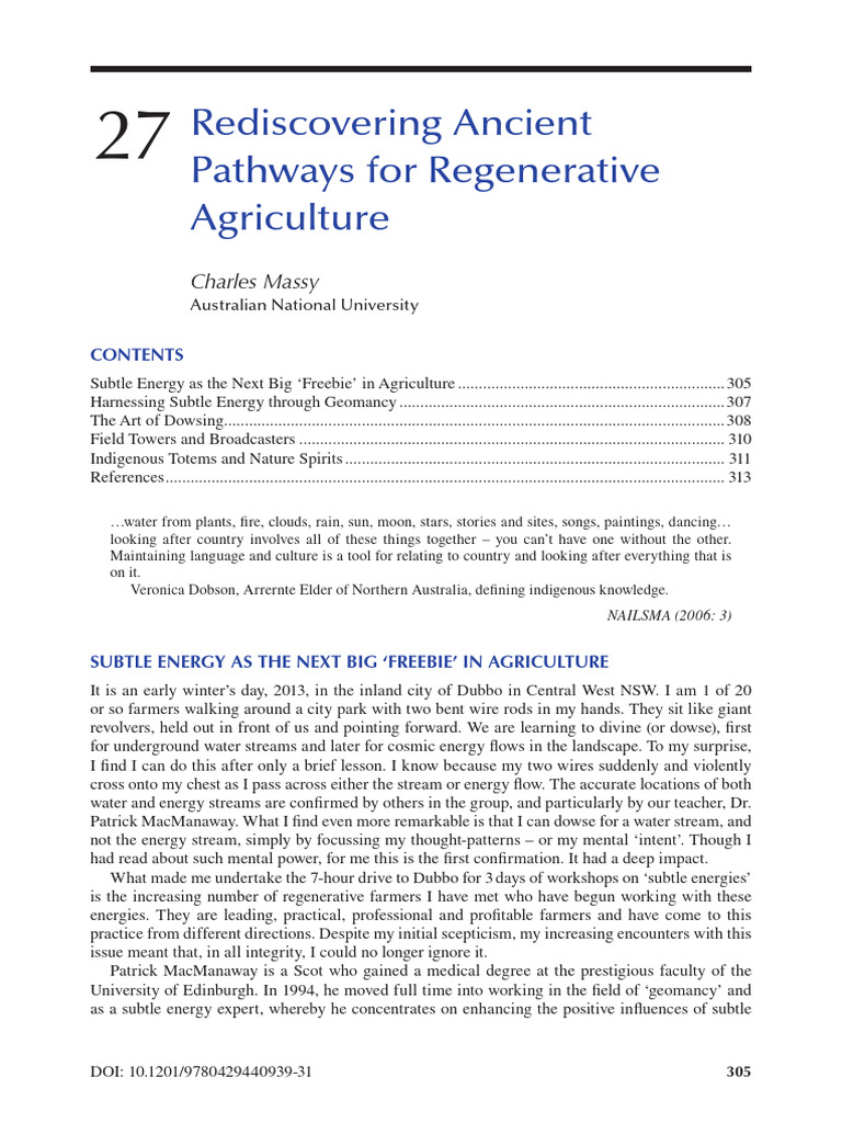 Rediscovering Ancient Pathways For Regen | PDF | Mind | Dowsing