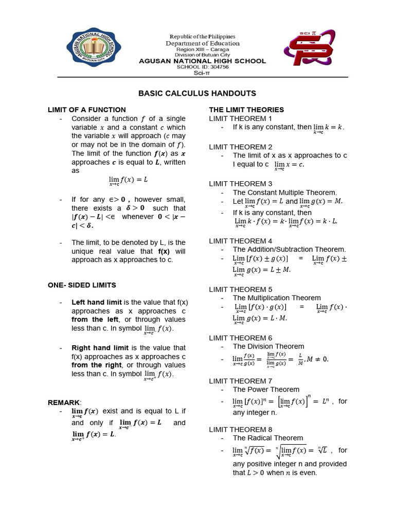 Basic Calculus Handouts | PDF | Function (Mathematics) | Polynomial