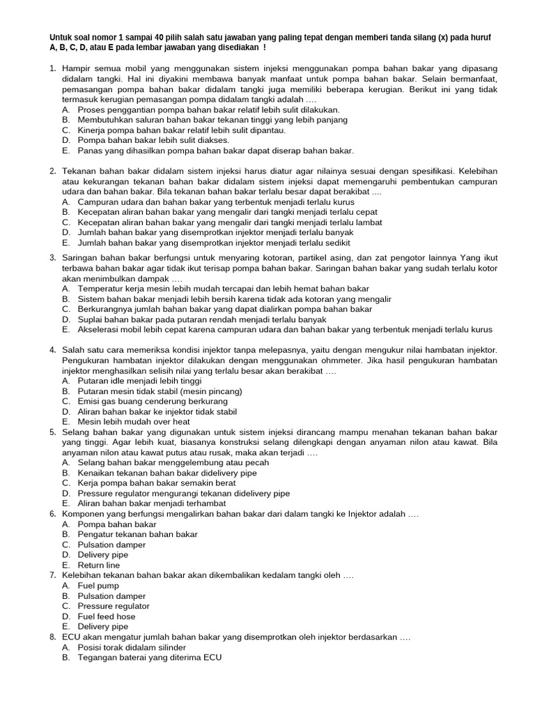 Soal Engine PAT | PDF