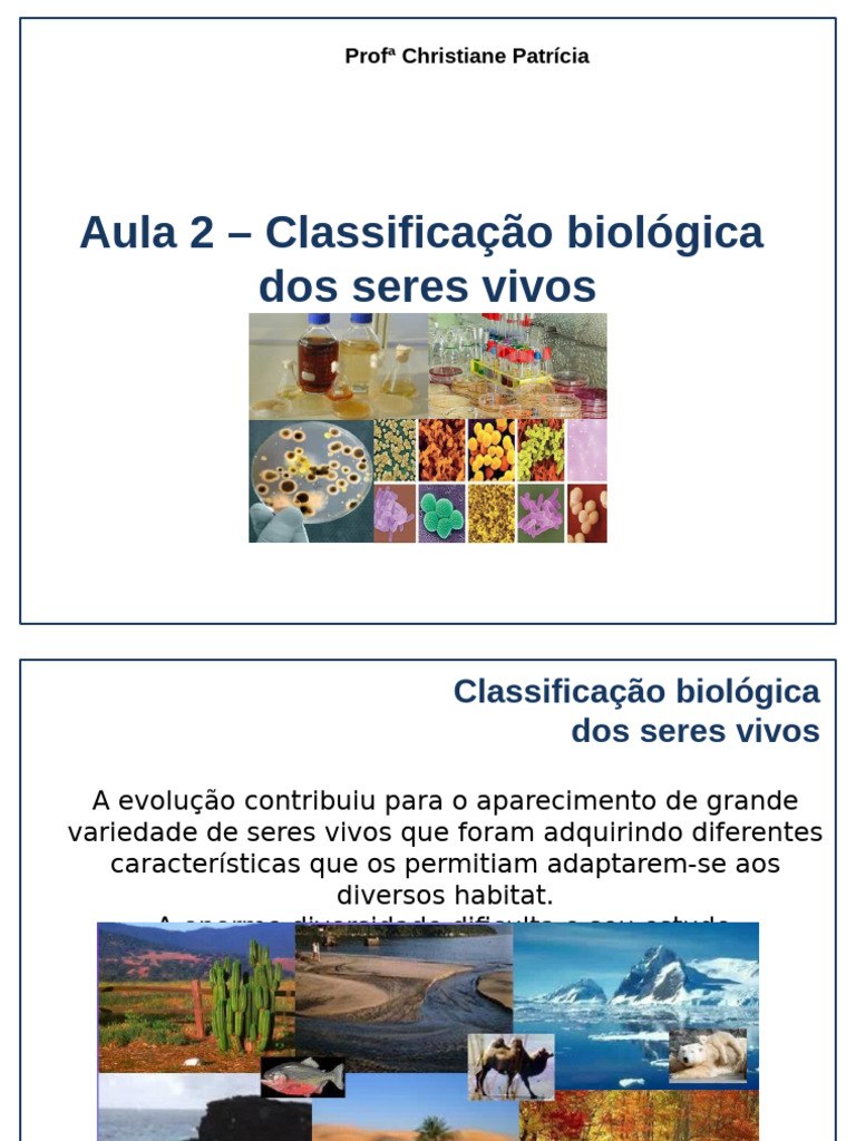 Aula 2 Classificação Biológica Dos Seres Vivos | PDF | Célula (Biologia ...