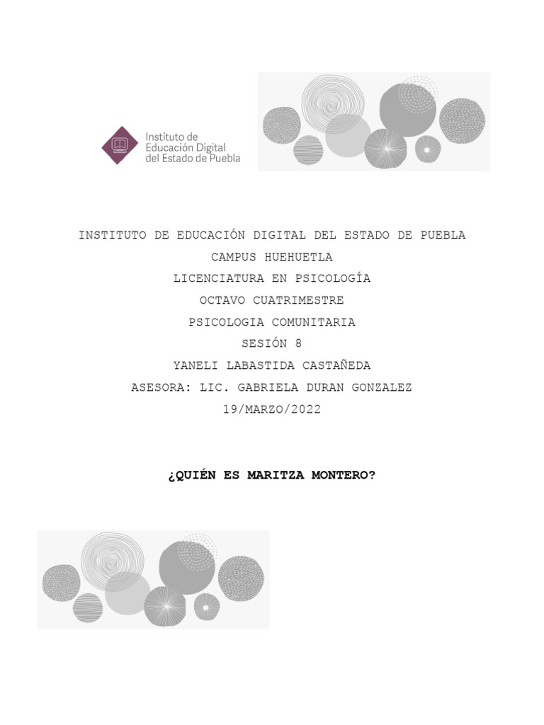 Maritza Montero y la Psicología Comunitaria | PDF | Sicología ...