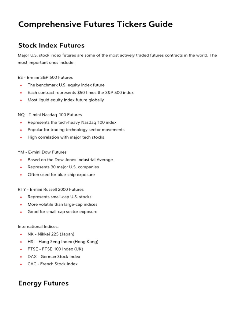 Futures and Options - Week 05 - Comprehensive Futures Tickers Guide ...
