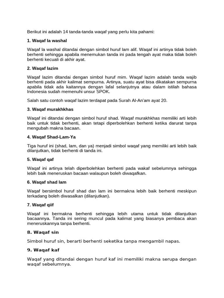 14 Tanda Waqaf G.4 | PDF