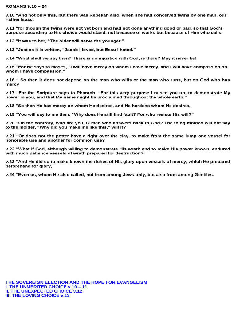 Understanding Sovereign Election in Romans 9 | PDF | Paul The Apostle ...