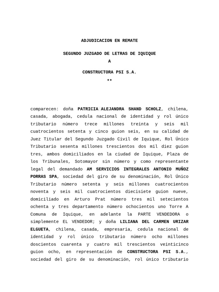 Adjudicacion | PDF | Subasta | Procedimiento Civil