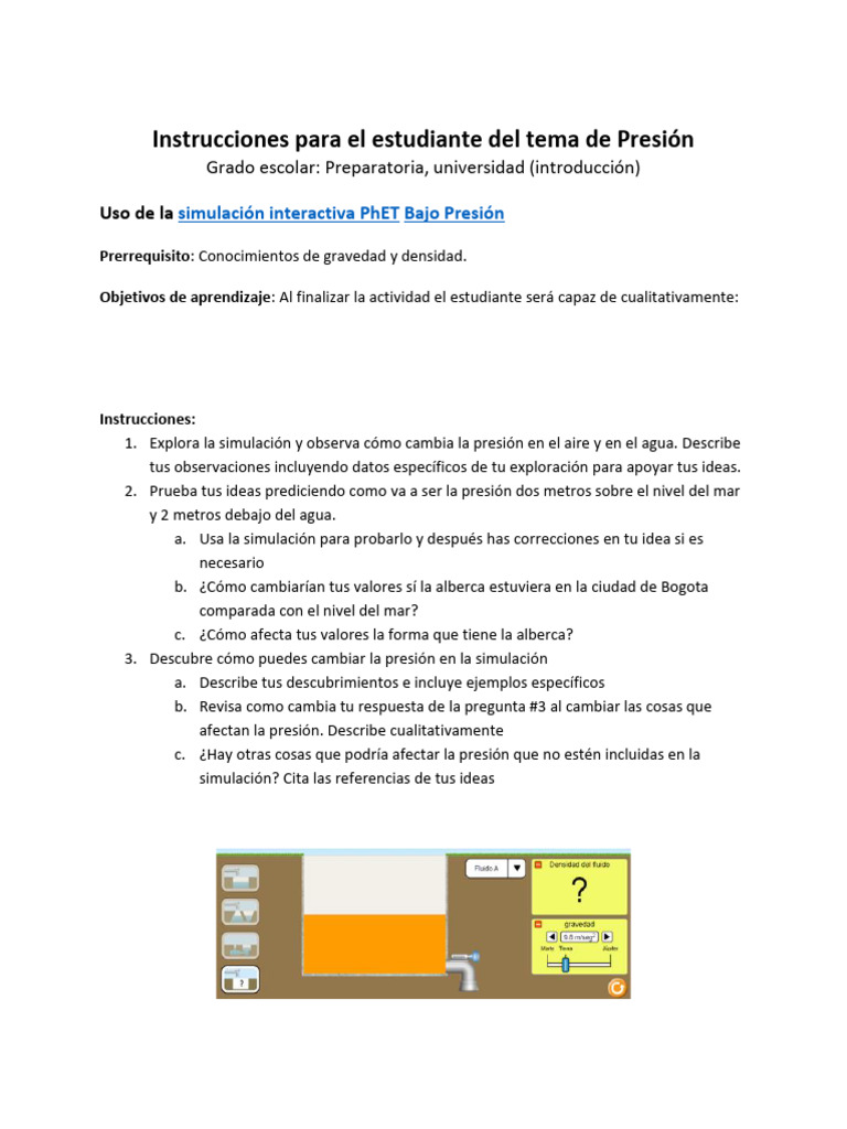 Simulación Interactiva De Presión En Fluidos Pdf