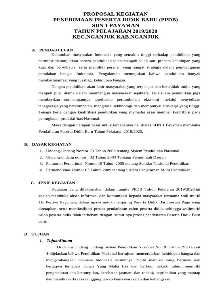 PROPOSAL PPDB 2019 | PDF