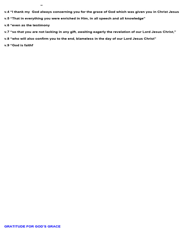 1 Corinthians 1 4-9 | PDF | Grace In Christianity | Paul The Apostle
