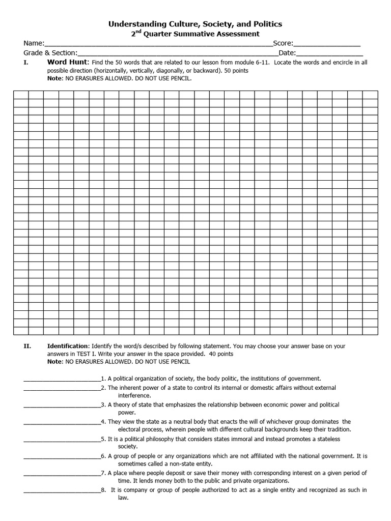Ucsp - 2ND Quarter Summative Test | PDF | Social Psychology | Liberal ...