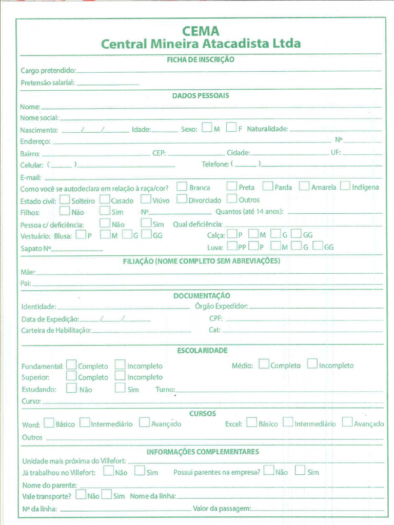 Ficha Verde Imprimir | PDF