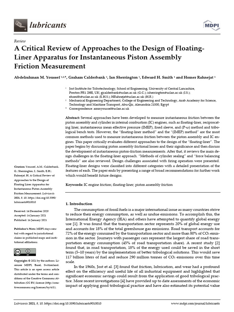 A Critical Review of Approaches To The Design of F | PDF | Piston | Engines