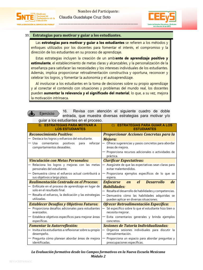 FICHA XV. Estrategias Para Motivar y Guiar a Los Estudiantes | PDF ...