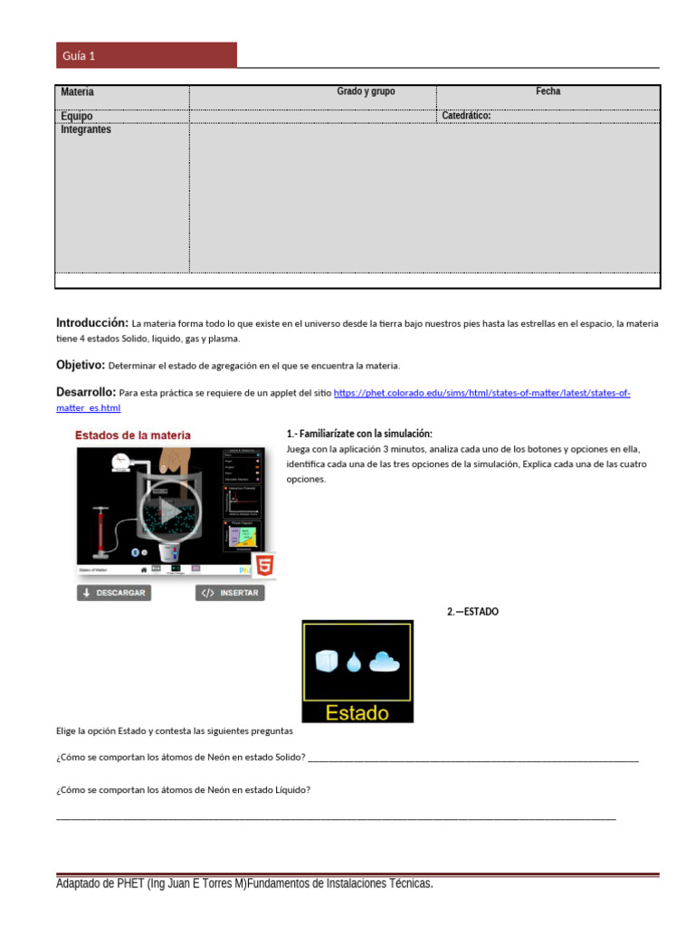Practica Estados de La Materia | PDF | Importar | Gases