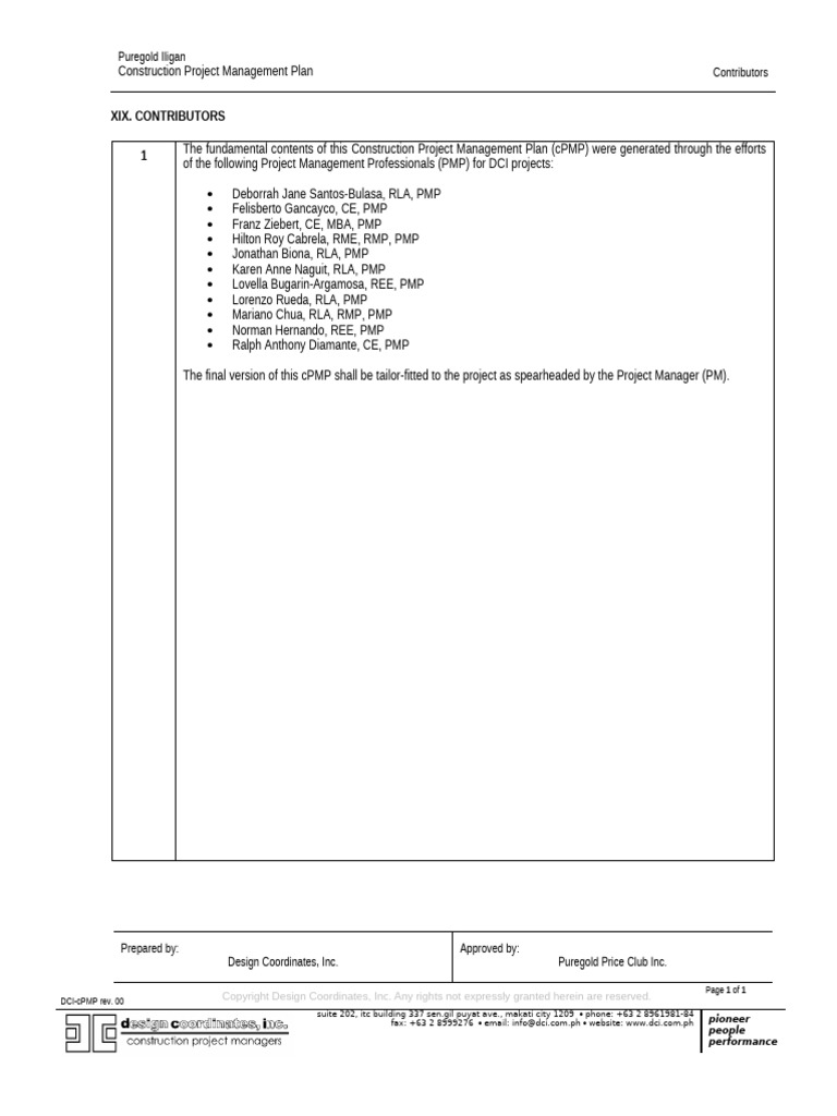 XIX. Contributors Rev00 | PDF