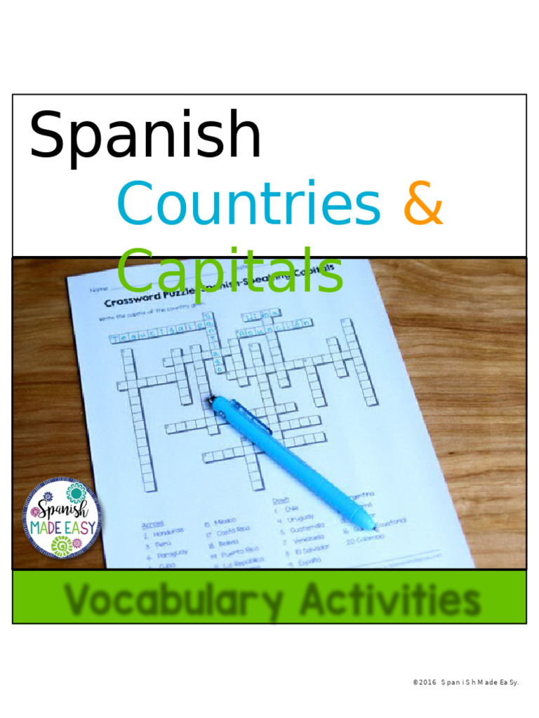 Crucigrama de Capitales Hispanoamericanas | PDF | America latina | Américas