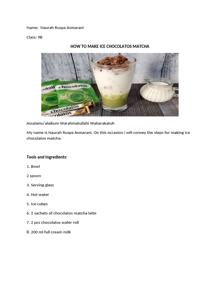 Ice Chocolatos Matcha Recipe Guide | PDF