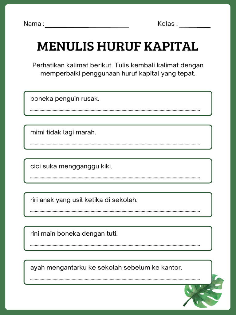 LKPD Bhs. Indonesia Menulis Huruf Kapital | PDF