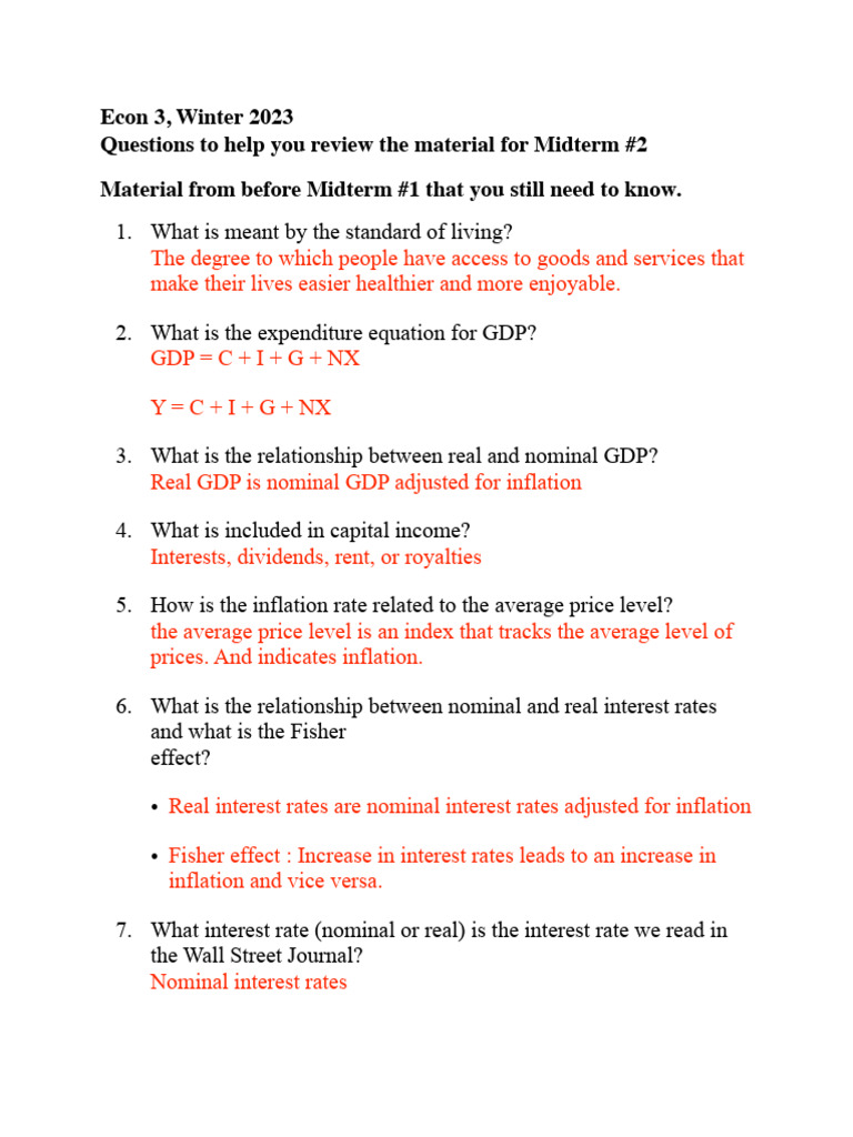 Econ Midterm 2 Questions Pdf Interest Bonds Finance