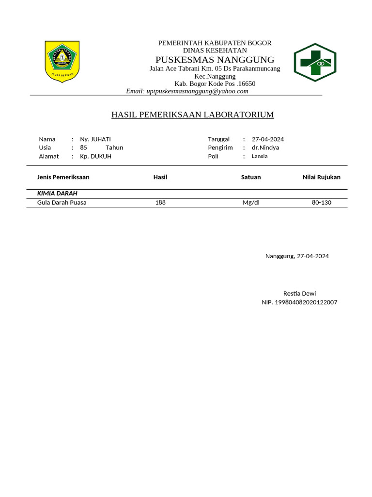 HASIL LAB GDS PASIEN TELAAH REKAM MEDIS | PDF
