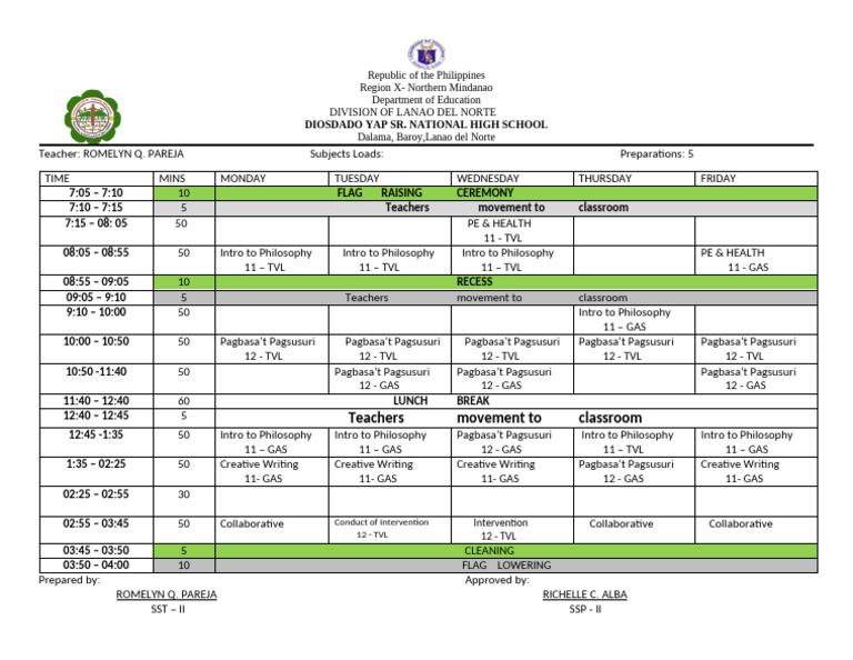 SCHED - 2ndSem | PDF