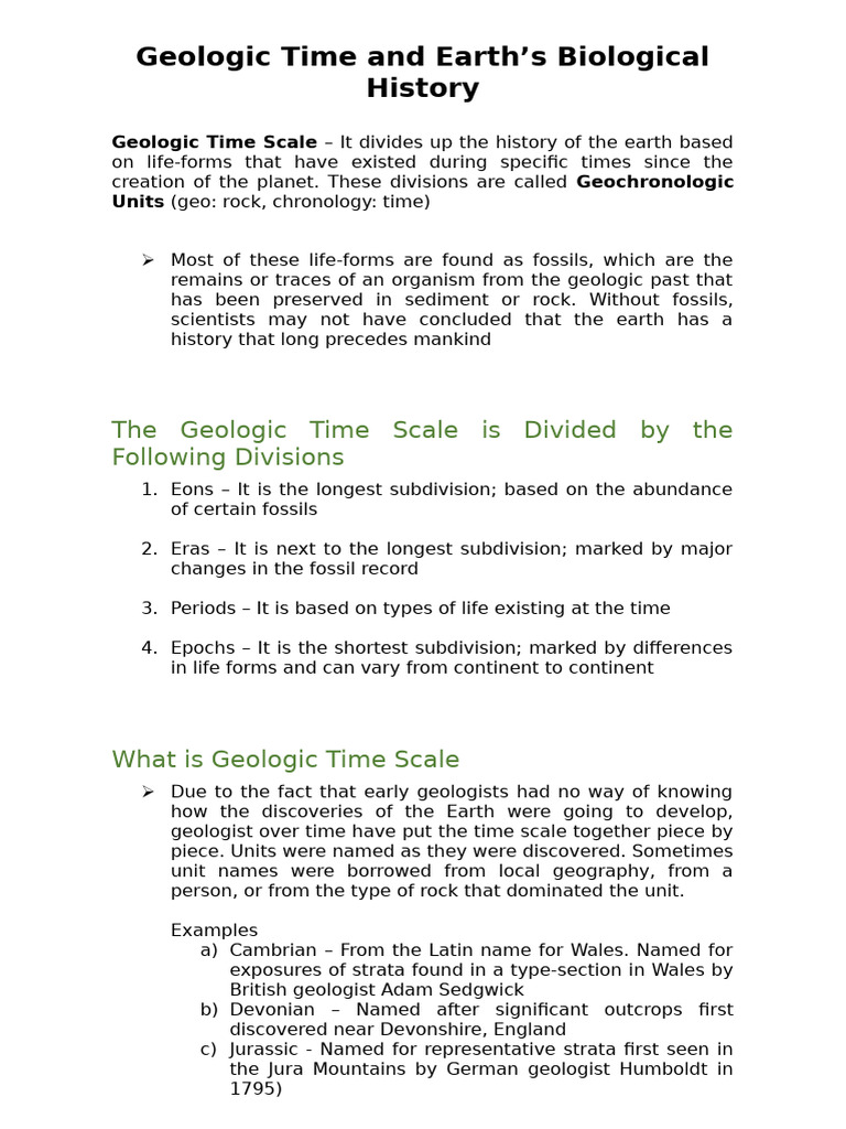 Geologic Time and Earth’s Biological History | PDF | Geologic Time ...
