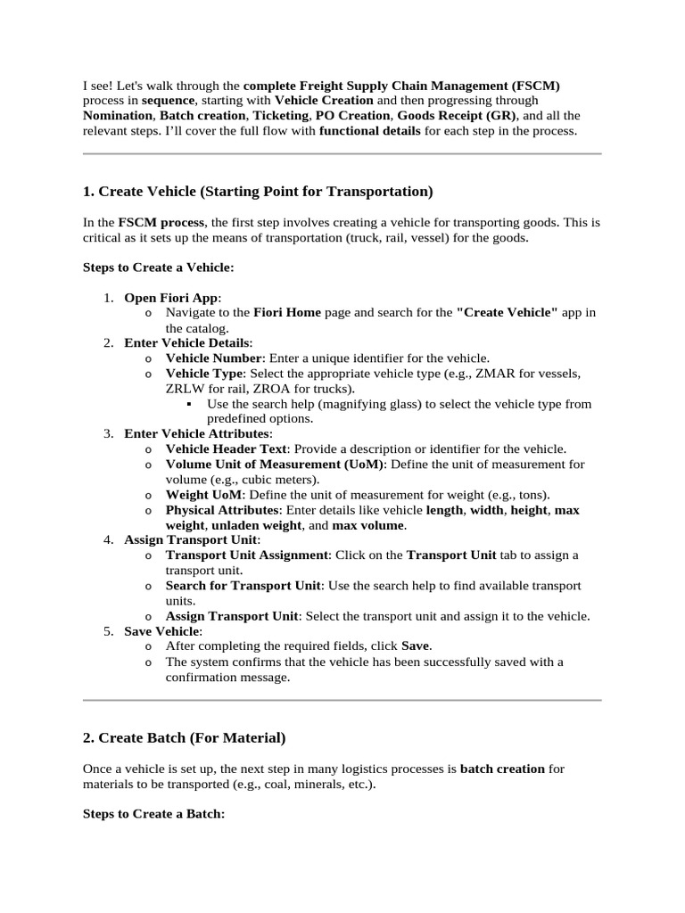 FSCM EXAMPLE | PDF | Receipt | Transport
