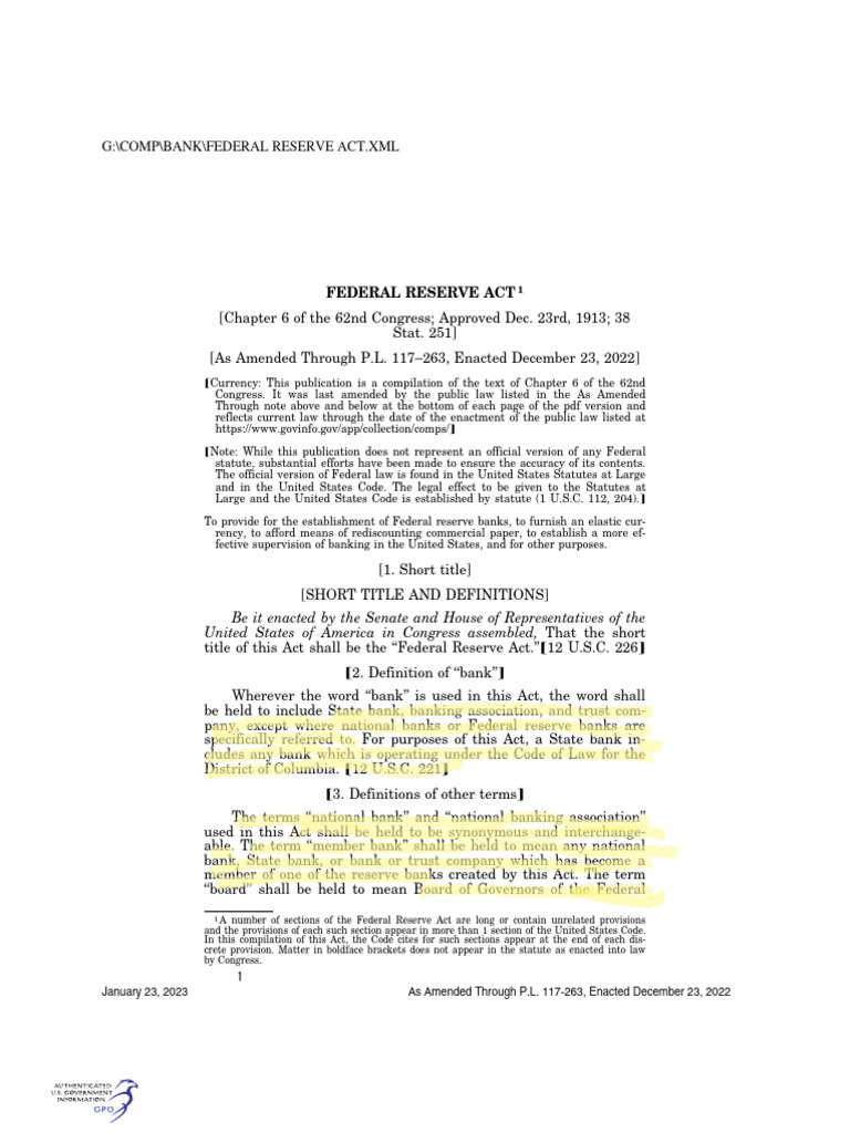 Federal Reserve Act | PDF | Federal Open Market Committee | United ...