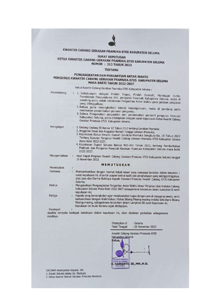 SK PAW Kwarcab Seluma 2022-2027 | PDF