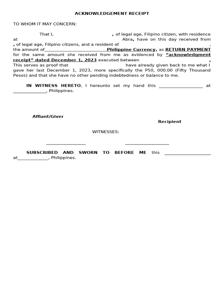 Receipt of Payment Confirmation | PDF